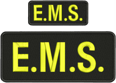 E.M.S. EMBROIDERY Patch 4x10 & 2x5 Velcr@ On Back Yellow On Black | eBay