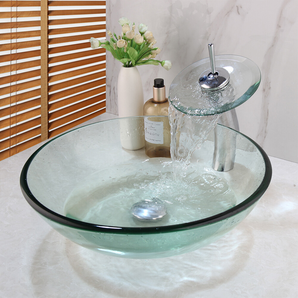 Vantity Sink Glass Bowl Aquaterior Bathroom Tempered Glass Vessel