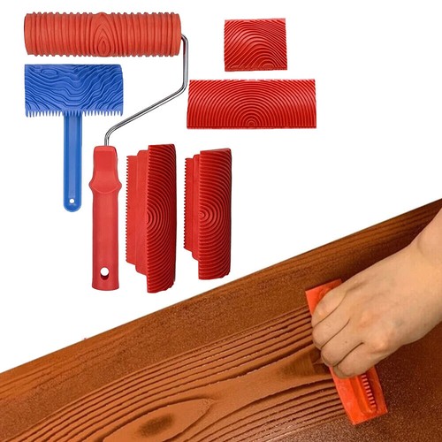 6PCS Wood Graining Roller Brush Wood Grain Board Wall Painting Tool HA ...