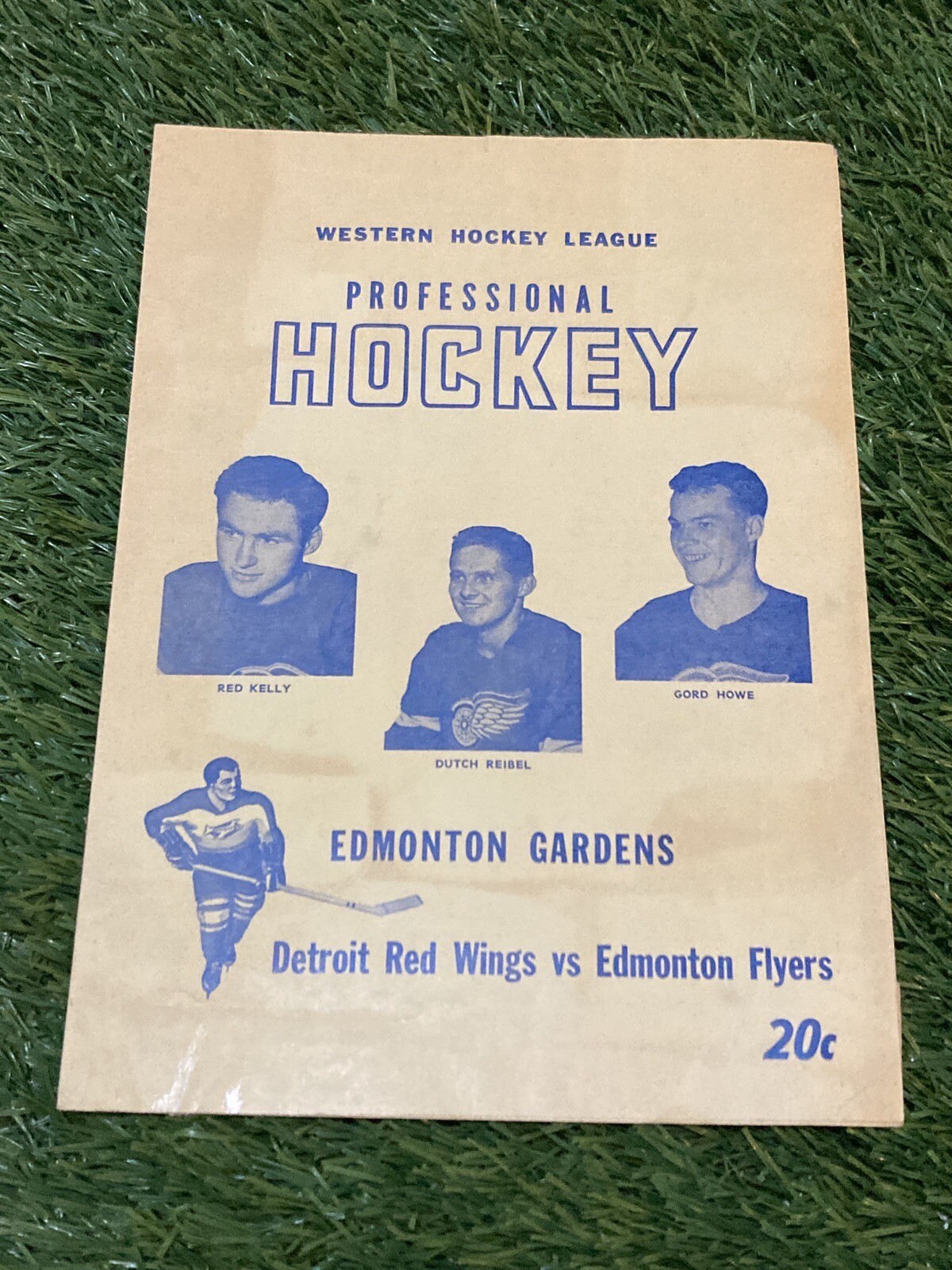 1956 WHL Edmonton Flyers vs Detroit Red Wings Program Gordie Howe Gord ...