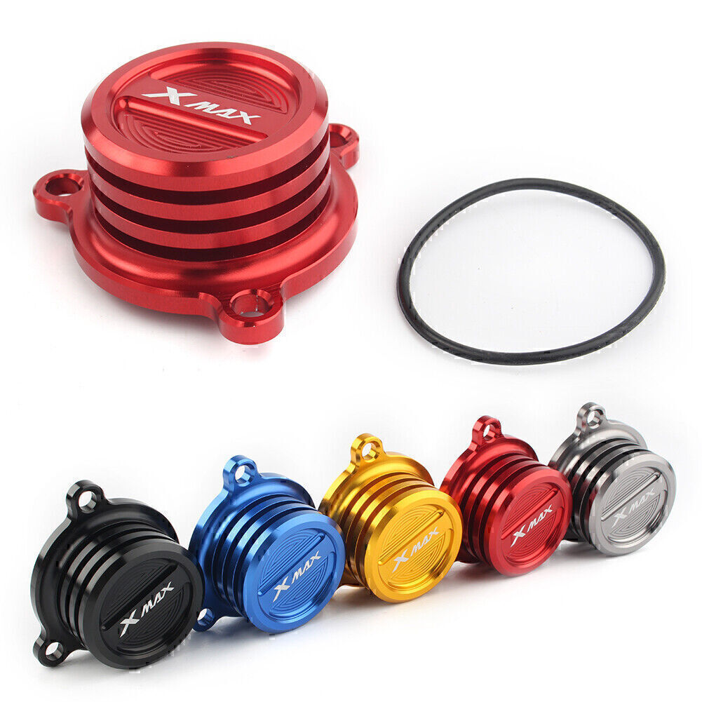 RED CNC Engine Oil Filter Cap Cover Fit Yamaha XMAX 250 ABS 300 400 ...