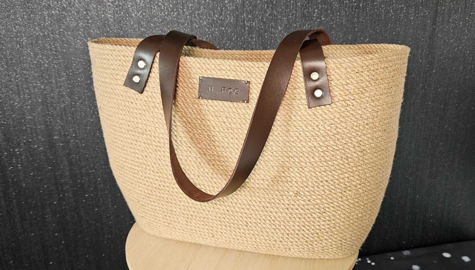 Handmade jute rope bag,spacious tote bag,leather handles,sturdy and ...