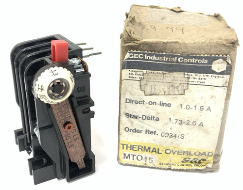 New GEC Type MTO 15/28 Contactor Overload FLC DOL 1-1.5Amp (FLC 1.7-2 ...