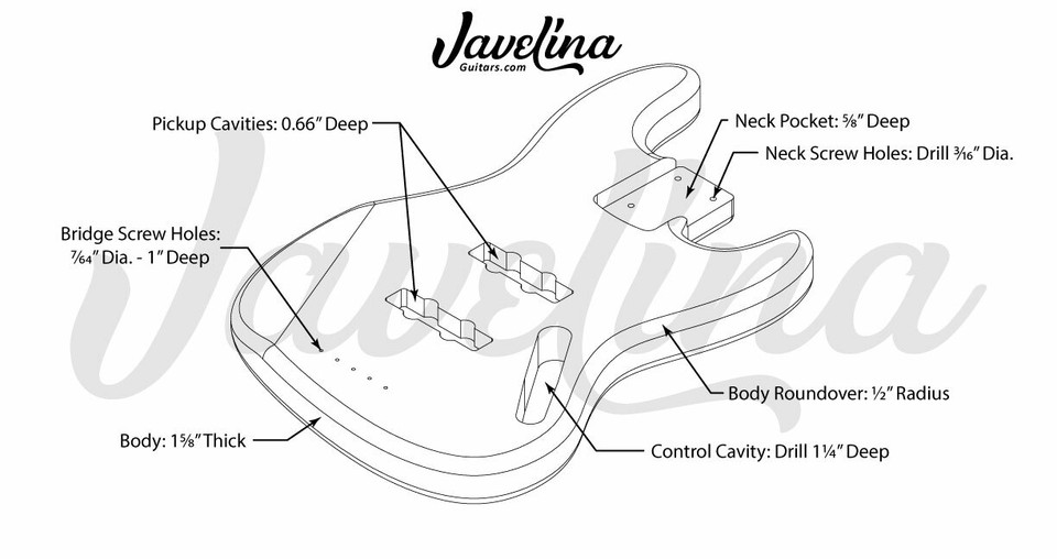Jazz Bass Guitar Router Template Set wNeck and Pickguad 1/2 MDF CNC ...