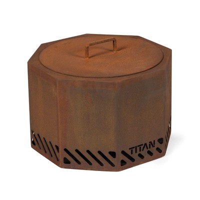 Titan Great Outdoors Corten Steel Dual Flame Smokeless Octagon Fire Pit ...