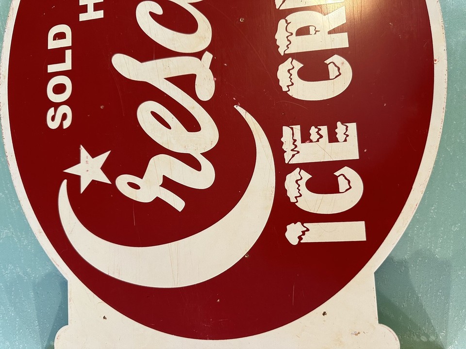 Crescent Ice Cream Dealer 2 SIded Painted Metal Flange Sign (Rare Find ...