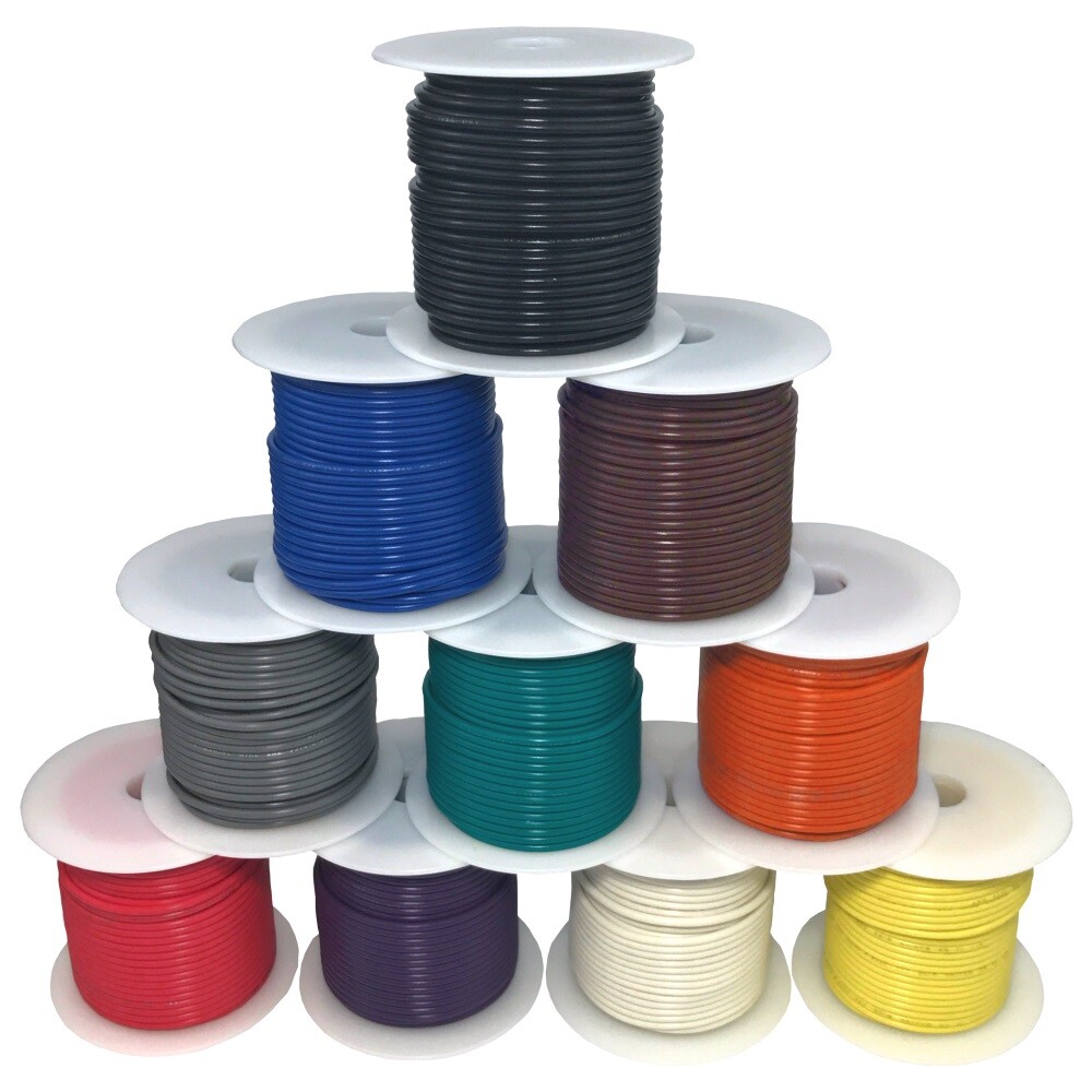 14 AWG Gauge GXL Automotive Stranded Hook Up Wire 10-Color Kit, 100 ft ...