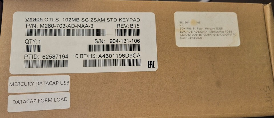 Verifone VX-805 Pin Pad Card Reader 192Mb, Std Keypad 706919653879| eBay