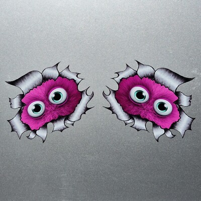 2x Small Cute Funny Pink Monster Ripped Metal Vinyl Sticker Decal ...