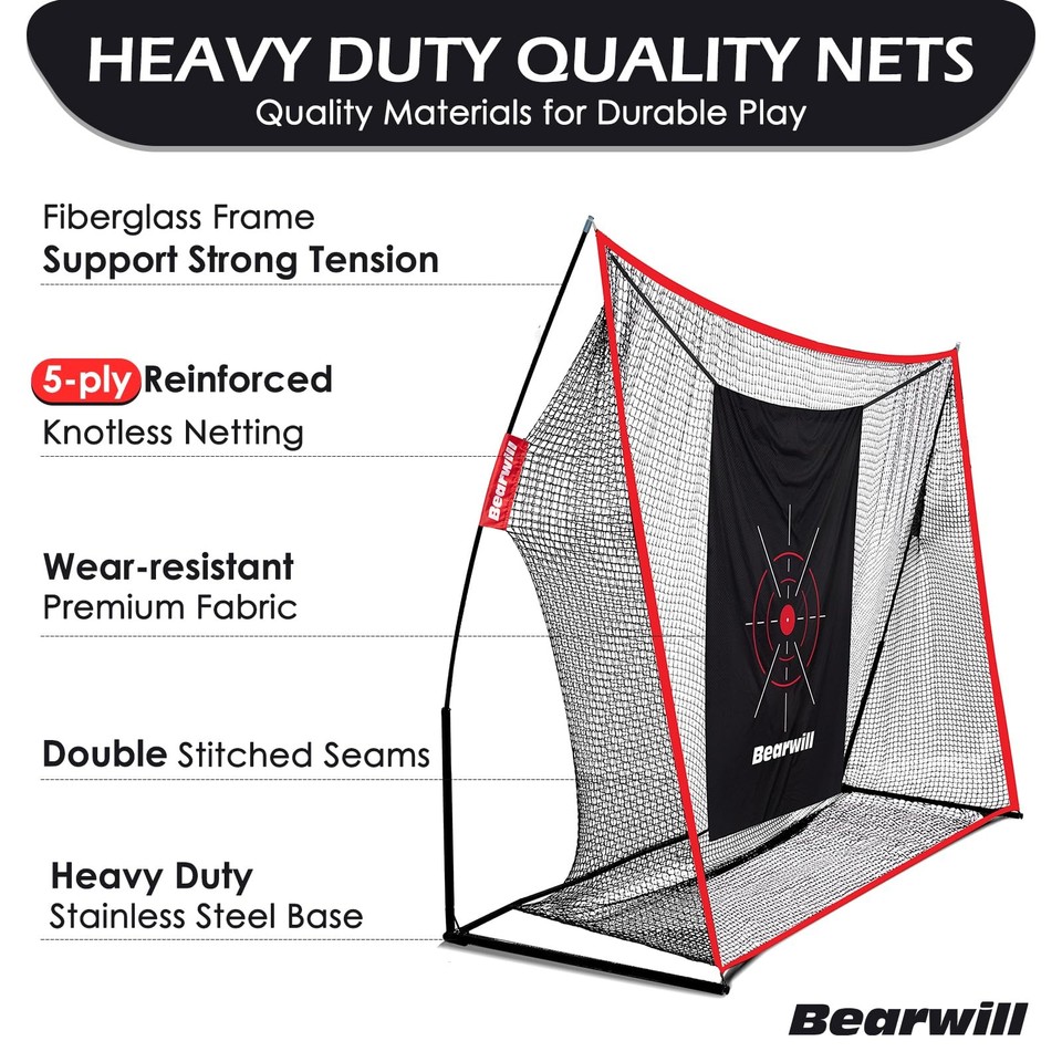Bearwill Golf Net, 10x7ft Heavy Duty Golf Practice Nets with Mat ...
