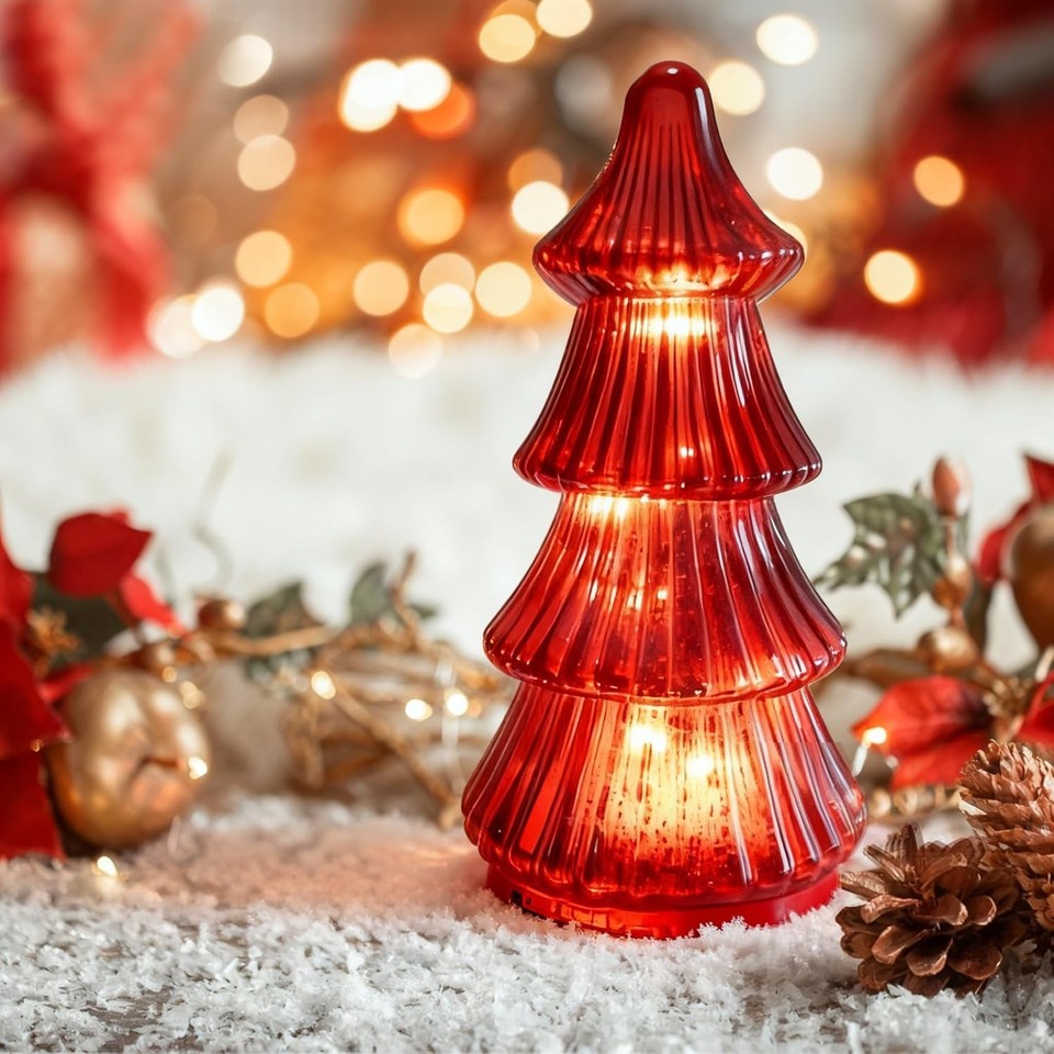 Exciting Red Mercury Glass Christmas Trees Pictures