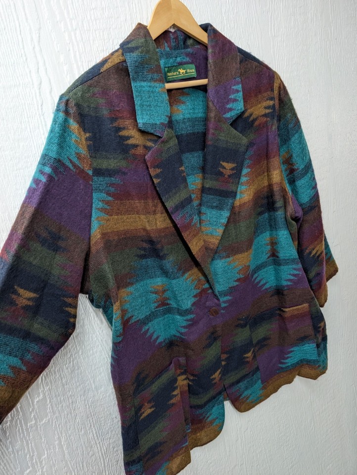Vintage Hunter Aztec Blanket Boxy Blazer Jacket Coat | eBay