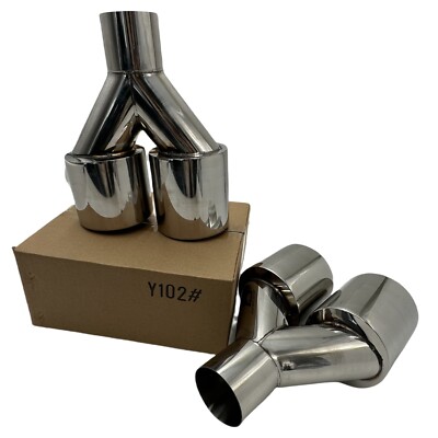 QUAD 4" OUTLETS STAINLESS EXHAUST TIP STAGGERED DOUBLE WALL ANGLE CUT 2 ...