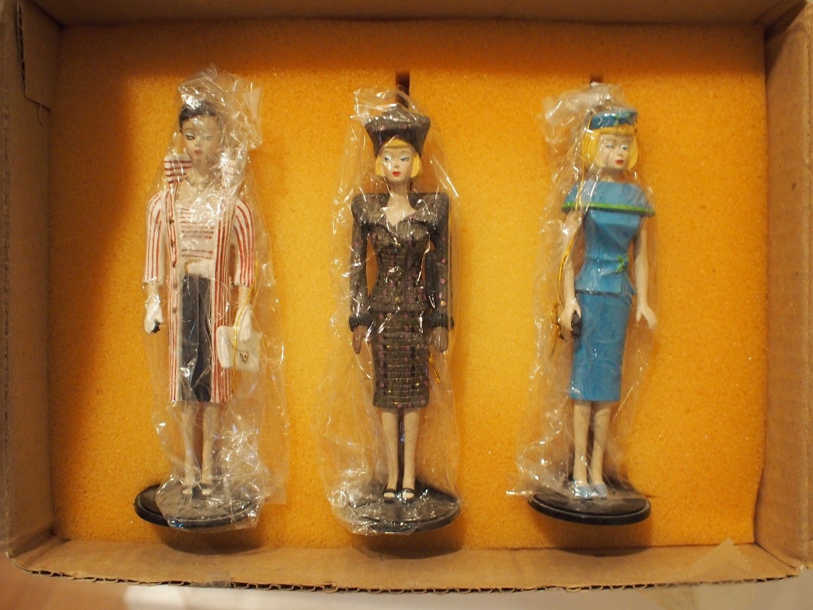 1995 Set Ashton Drake Classic Barbie Doll Heirloom Christmas Ornament ...