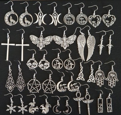 Dangle Drop Wicca Pagan Boho Symbol Vintage Xmas Gypsy Tibetan Silver ...