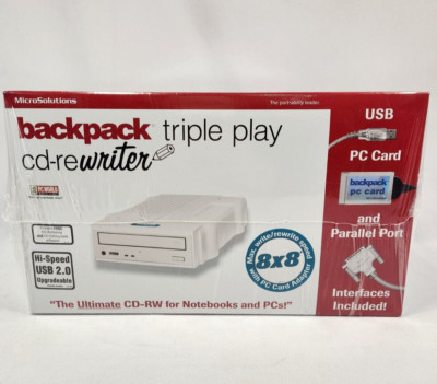 Sealed MicroSolutions Backpack External CD-ReWriter USB PC CARD PARALLEL PORT | eBay