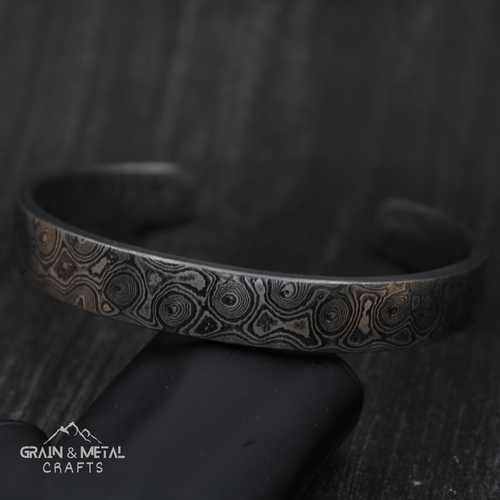 Mens Silver Bracelet, Hand Forged Damascus Steel Bracelet, Personalized ...