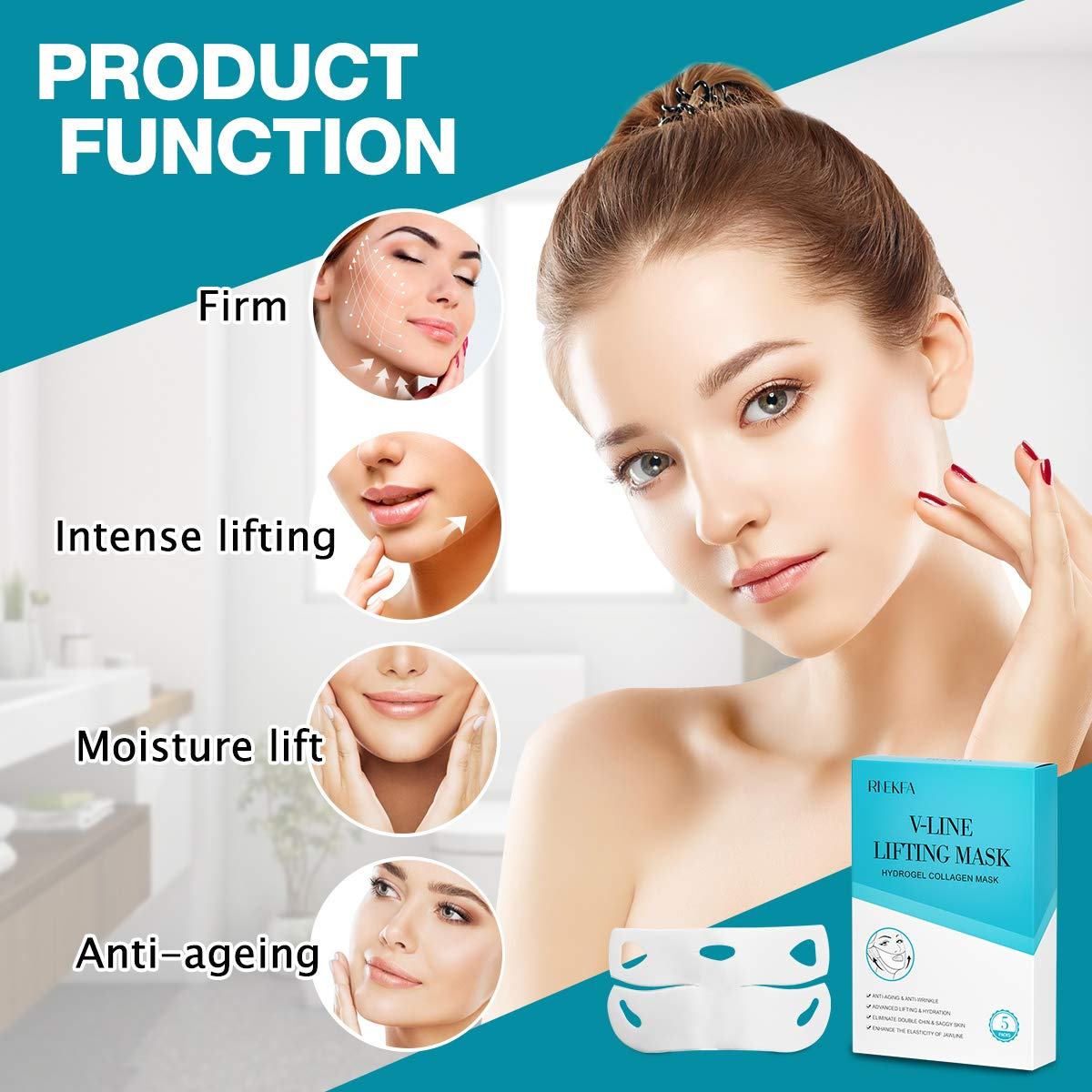 RNEKFA 5Pcs V Line Shaping Face Mask, Chin up Patch, Double Chin ...