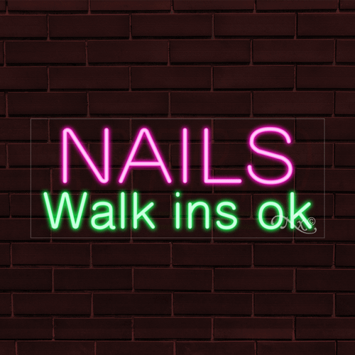 BRAND NEW "NAILS WALK INS OK" 30x12X1 INCH LED FLEX INDOOR SIGN 30170 ...