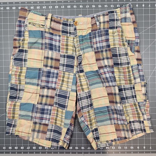 J Crew Field Shorts 35x10 Madras Plaid Patchwork Bermuda Chino Preppy ...