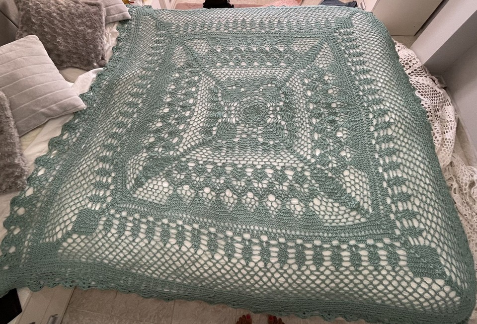Handmade Crochet Bedspread Blanket Throw | eBay UK