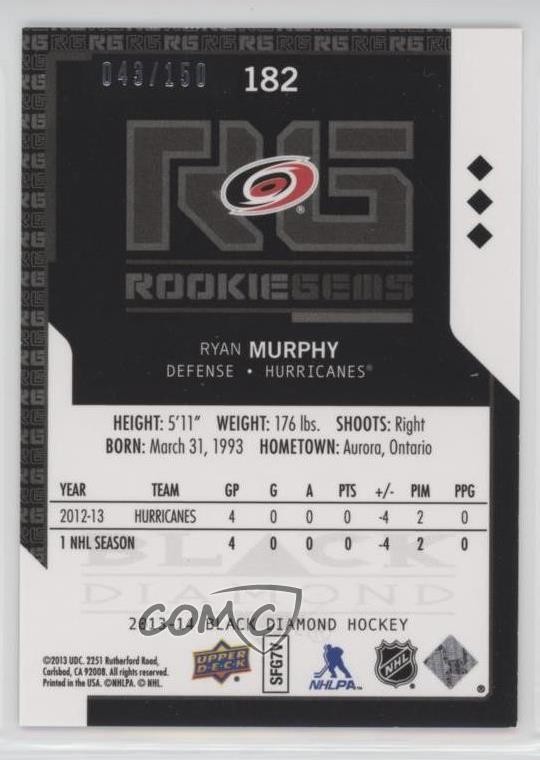 2013 Upper Deck Black Diamond Rookie Gems Star Rubies /150 Ryan Murphy ...