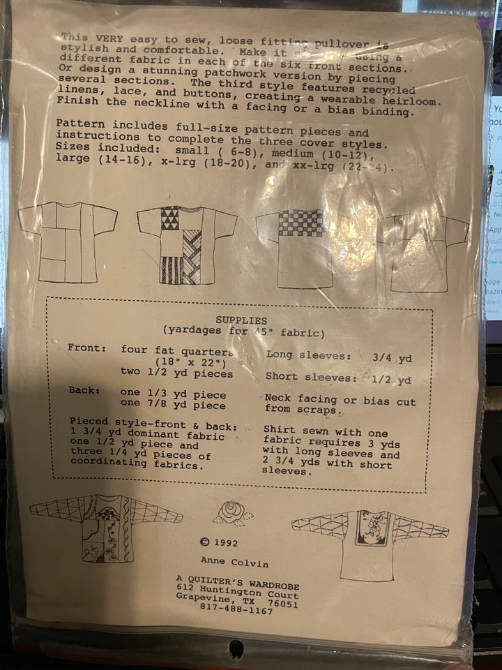 Patchwork Pullover ~ A Quilter's Wardrobe Anne Colvin Shirt Pattern ...