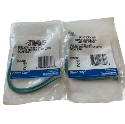 Steel City GSC12SM2 Ground Screw W/Grounding Wire & Fork Terminal (PACK ...