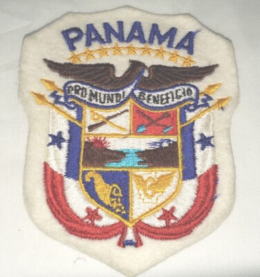 Vtg Embroidered PANAMA PATCH flag PRO MUNDI BENEFICIO | eBay