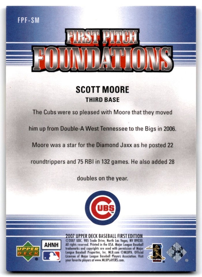 2007 Upper Deck First Edition Scott Moore Baseball Cards #FPF-SM | eBay