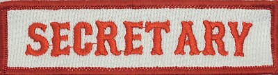 SECRETARY Motorcycle Red and White Title Rank Tag Embroidered Iron On ...