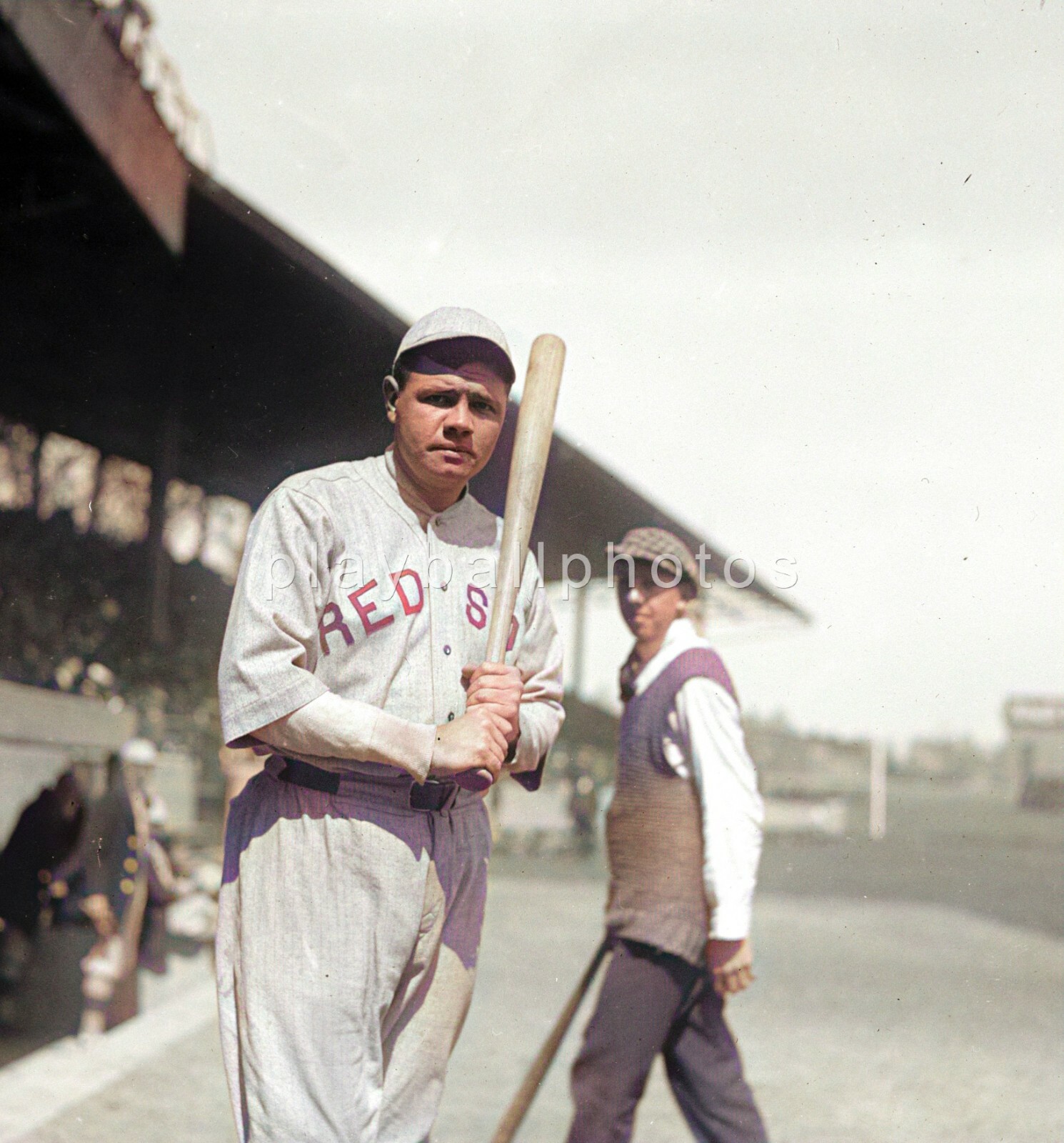 Babe Ruth In Color Red Sox