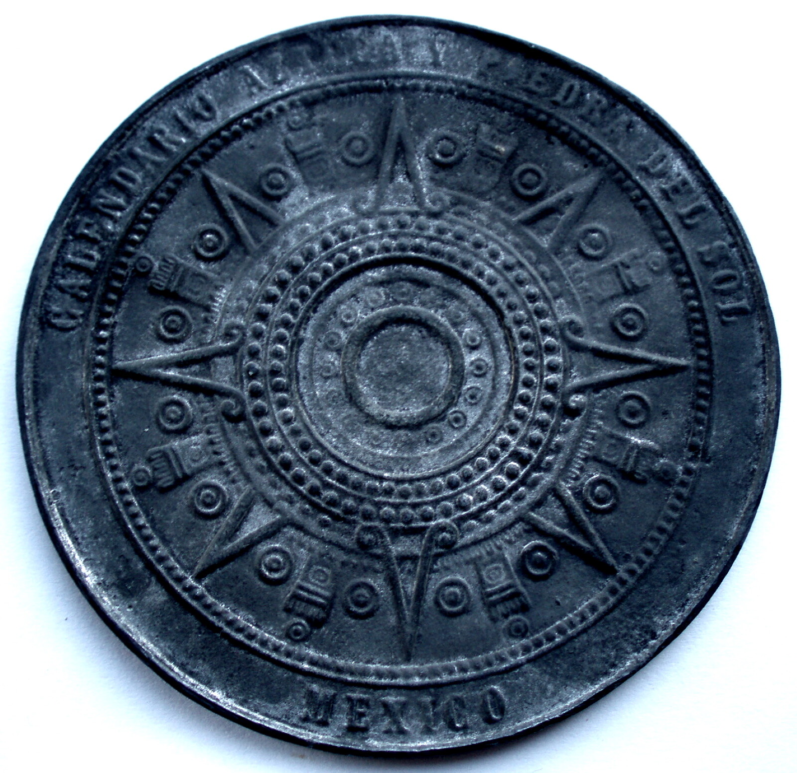 MEXICO AZTEC CALENDAR AND AZTEC SUN STONE Medal 72mm 74g Tin. B4 | eBay