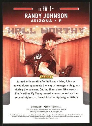 2022 Absolute Hall Worthy #14 Randy Johnson | eBay