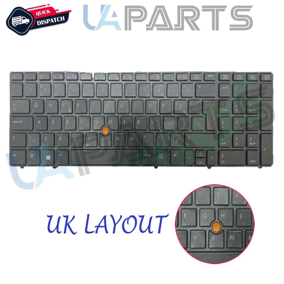 For HP EliteBook 8560W 8570W EU Layout Laptop Keyboard With Frame ...