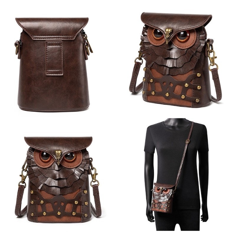 Medieval Crossbody Bag for Women Cute Owl Messenger Bag PU Leather ...