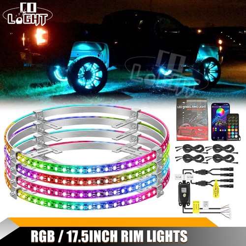 Pack of 4 15.5'' RGB Wheel Ring Lights LED Light For Truck Car Rim ...