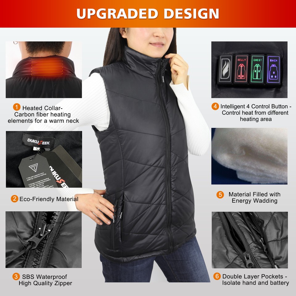 Women's Lightweight Heated Vest with Battery Electric Heating Vest Warm ...