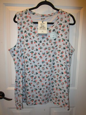 DULUTH WOMEN'S DANG SOFT SHELF BRA BLUE POTTED PLANTS TANK TOP SIZE XXL ...