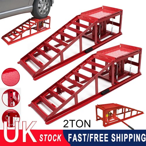 4 ton Hydraulic Car Ramps 2PC Heavy Duty Garage Auto Van Bottle Lift ...