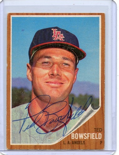 1962 TOPPS BASEBALL #369 TED BOWSFIELD AUTOGRAPH, LOS ANGELES ANGELS ...