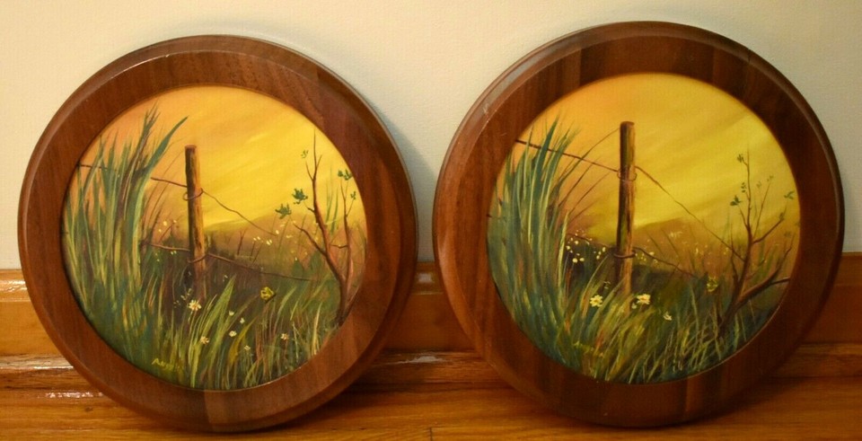 Oil Paintings Signed Originally by Set of Two Vintage Wood Plate Frames ...