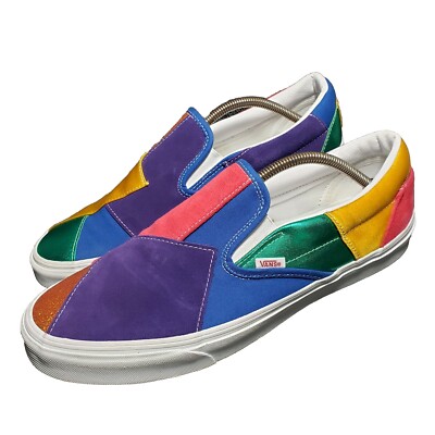 Vans X Pride Mens 13 Classic Slip On LGBTQ Patchwork Rainbow Shoes ...