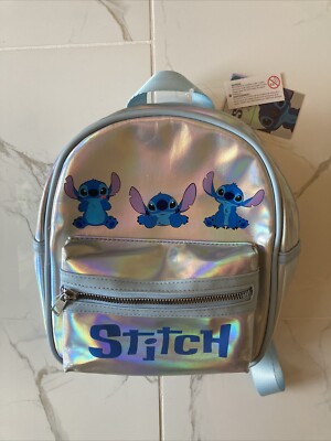 Disney Stitch Bling Backpack Iridescent Blue Silver Bag NEW Exclusive ...