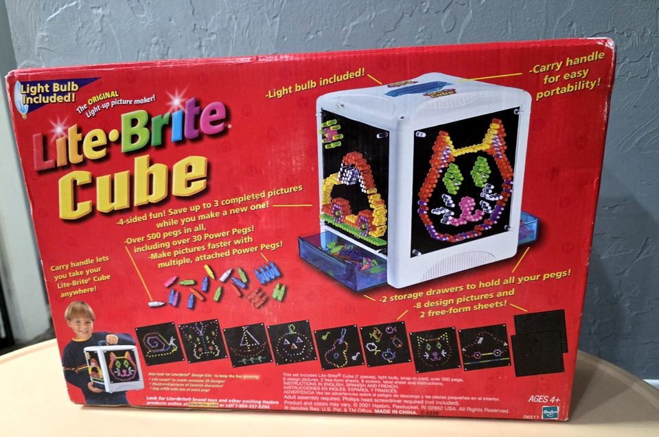 Hasbro Lite Brite Cube 2003 Classic 4 Sides of Fun Over 500 Pegs Brand ...