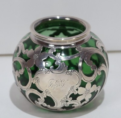 Alvin Green Glass & Pure 999 silver Overlay Bud Vase Circa 1900 | eBay