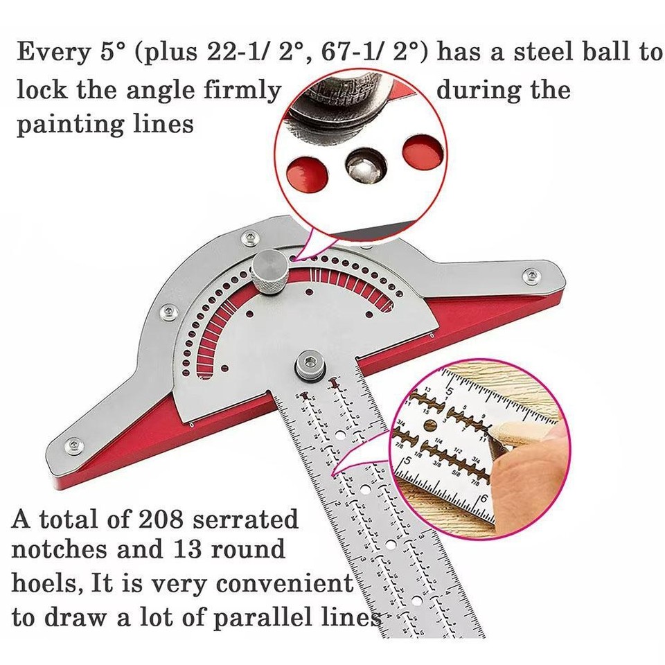 Ultra Precision Marking Ruler Square Measuring Tool T Type Woodworking ...