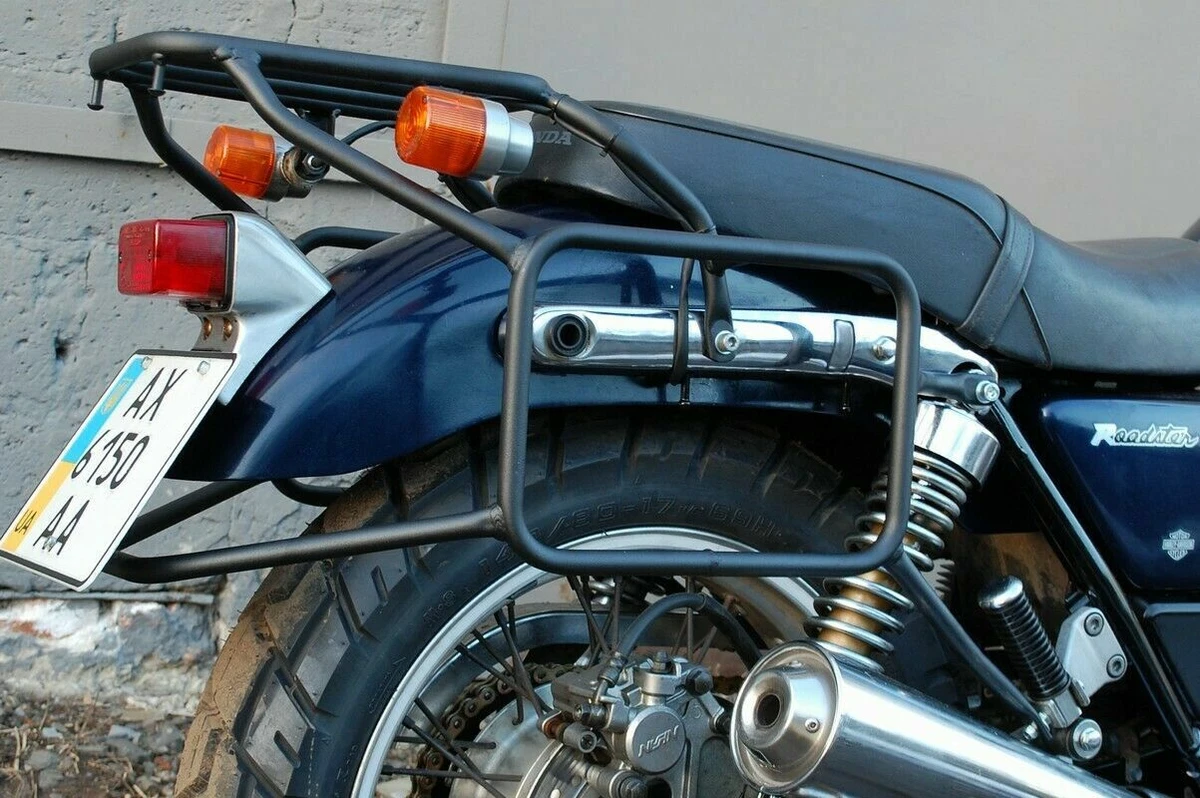 Blue Black Motorcycles With Racks