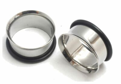 0g 8mm PAIR Single Flare Steel Ear Stretching Tunnels Gauges Plugs ...