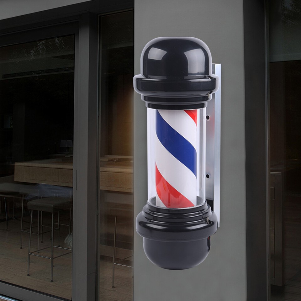 Rotating LED Light Stripe Outdoor 20" Barber Pole Hair Salon Barbers ...
